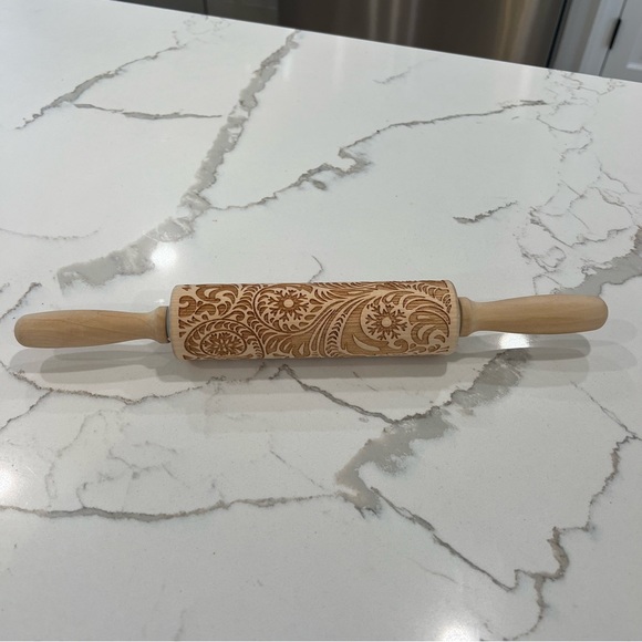unbranded | Kitchen | New Rolling Pin Embossed W Folk Floral Pattern ...